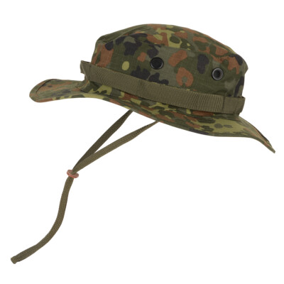 US Style Rip Stop Green Flecktarn Boonie Hat - German Camo Camping ...