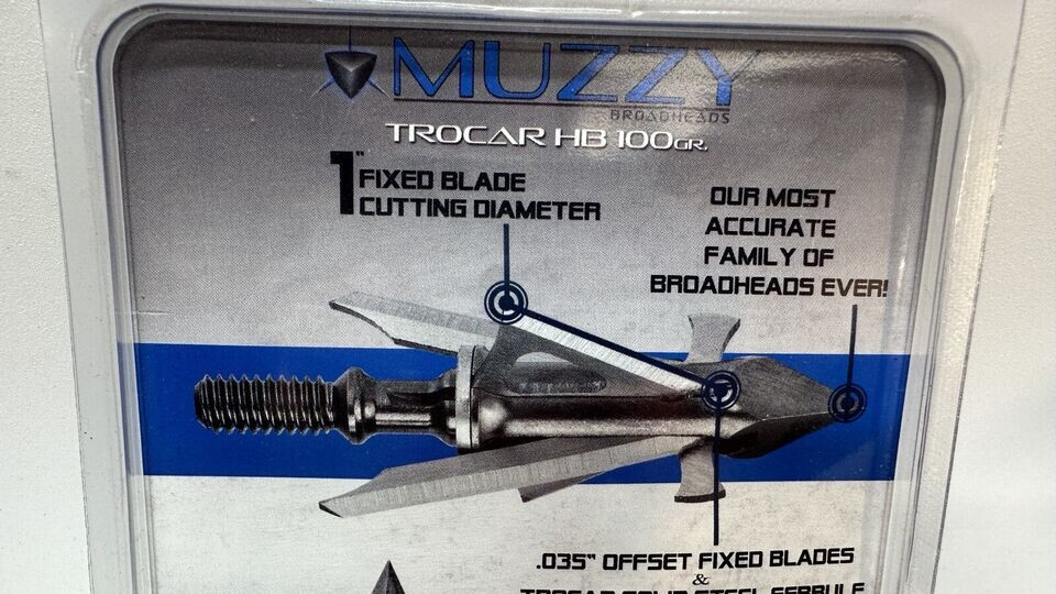 4pk Muzzy Archery Trocar HBX Crossbow Hybrid 4 blade 100 Gr 3 Pk ...