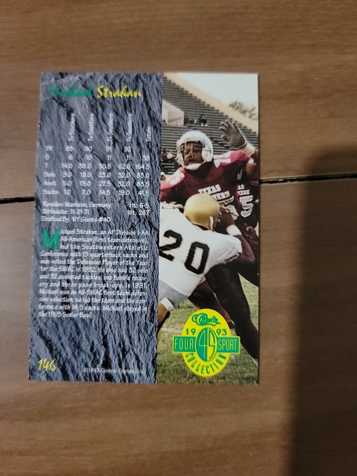 1993 Classic Four Sport #146 Michael Strahan RC rookie card | eBay
