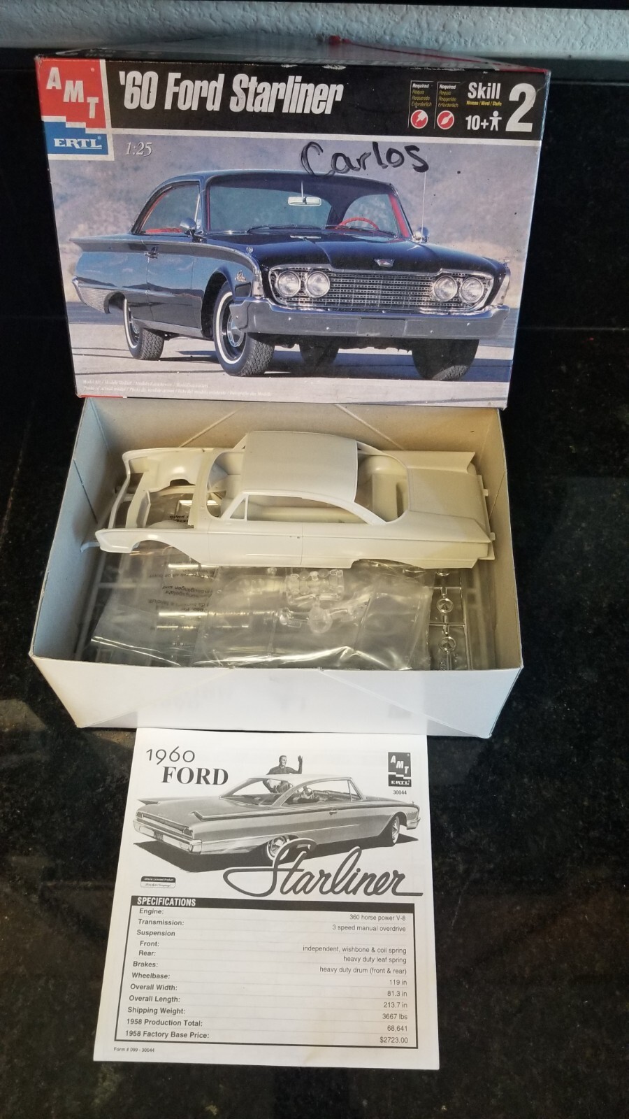 AMT 1960 FORD STARLINER CAR 1/25 SCALE MODEL KIT | eBay