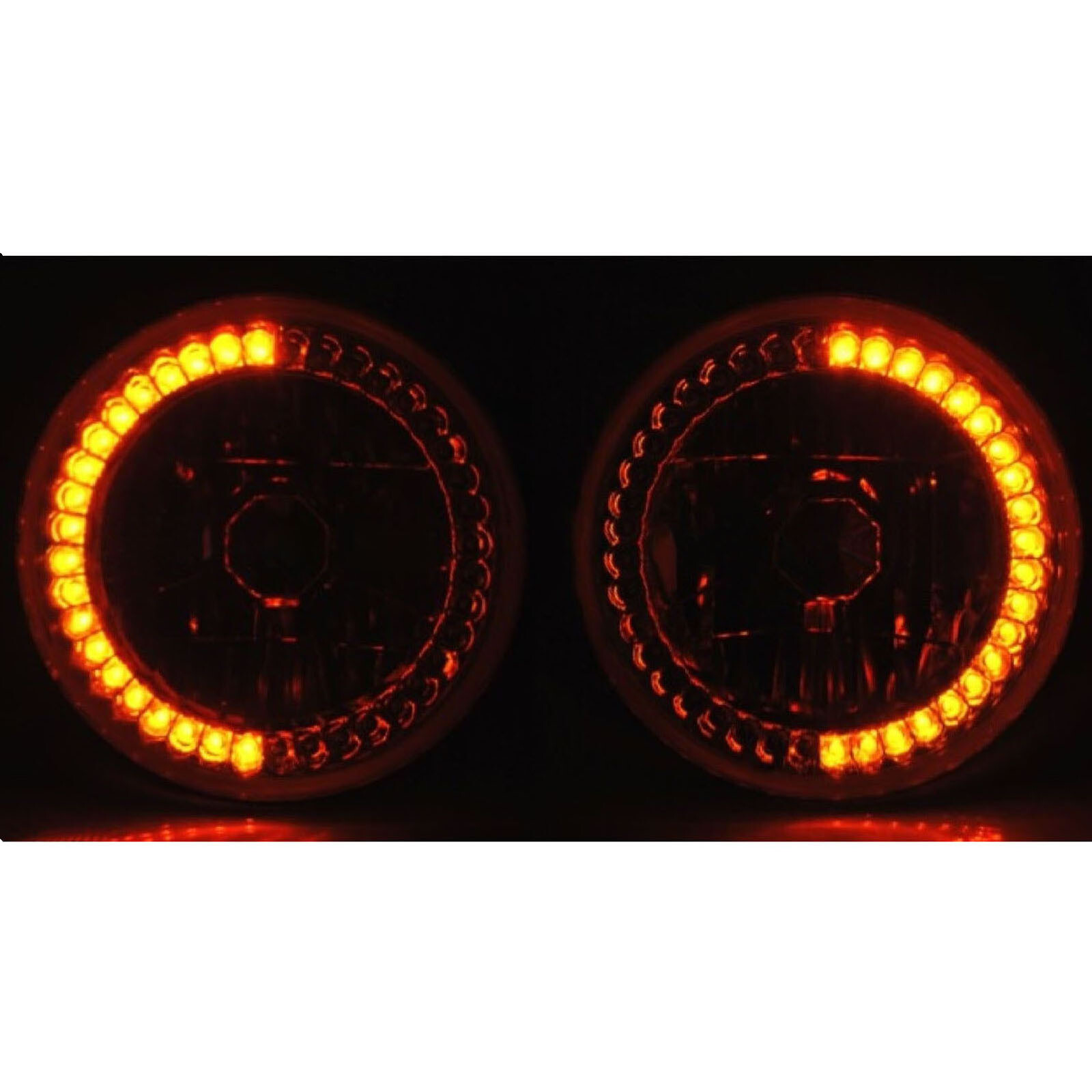 7" Amber LED Angel Eye Ring Motorcycle Halo Headlight Blinker Turn ...