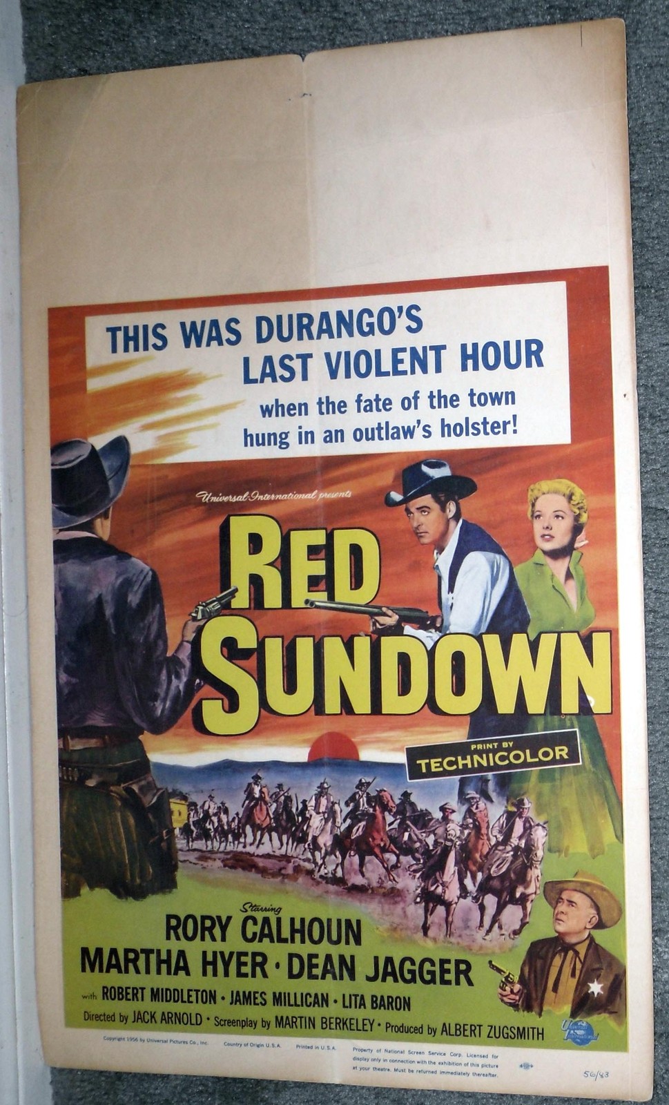 RED SUNDOWN original 1956 movie poster RORY CALHOUN/MARTHA HYER/DEAN ...