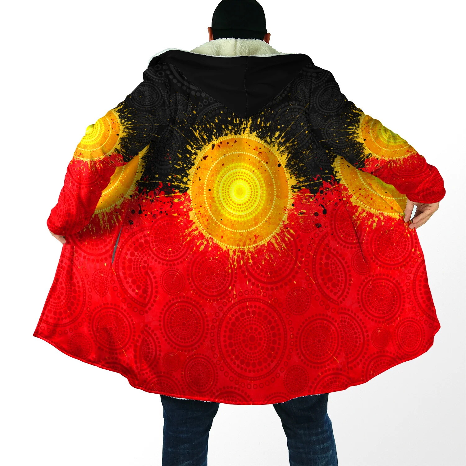 Sherpa Lined Aboriginal Indigenous Art 3D Printed Jacket Hooded Cloak ...