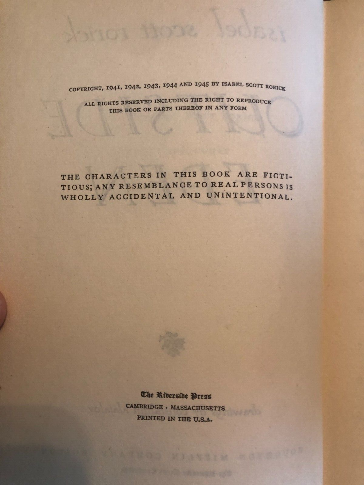 Outside Eden by Isabel Scott Rorick 1945 HC/DJ Illust by Constantin ...