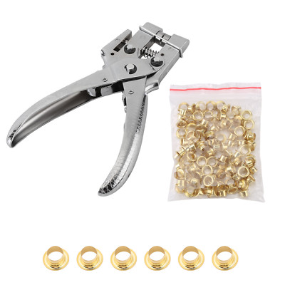 Eyelet Plier Punch Tool Hole Maker Leather Craft Kit & 100pcs Gold ...