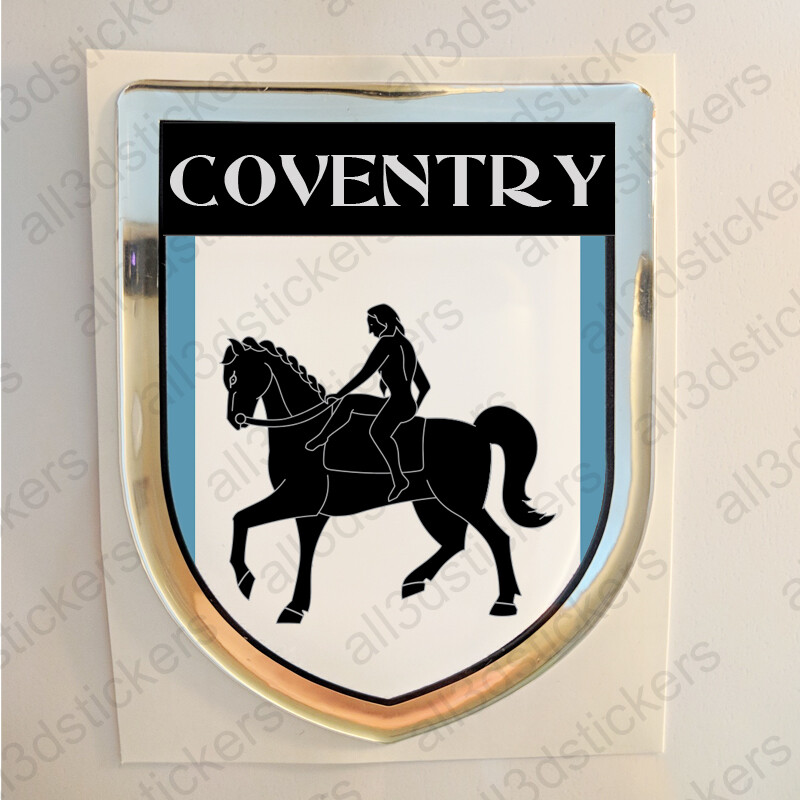 Coventry UK England Sticker Coat of Arms Resin Domed Stickers 3D Flag ...