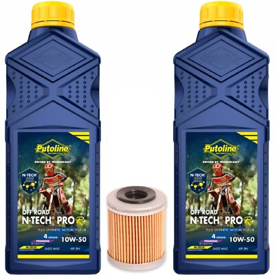 PUTOLINE OIL KIT 10w50 NTEC ENGINE OIL + HF652 OIL FILTER KTM SXF350 11 ...
