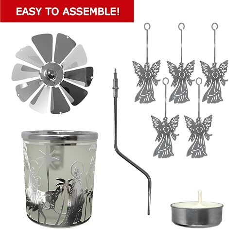 Spinning Angels Christmas Candle Holder With Holy Family Scene ...