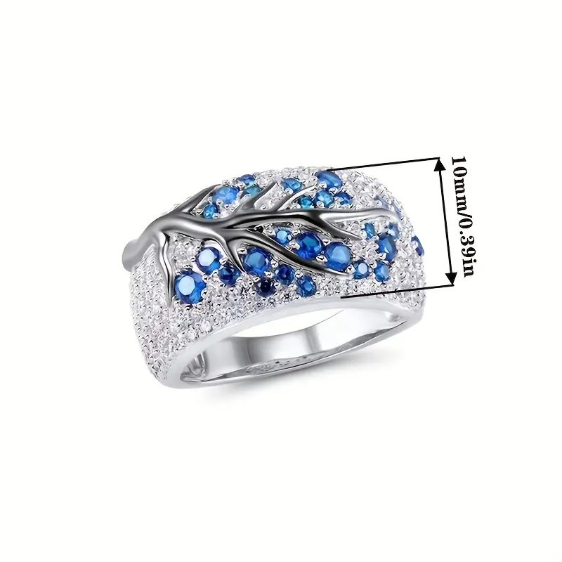 Tree Of Life Ring Full Of Shiny Zircon Elegant Alloy Ring - New - Pink ...