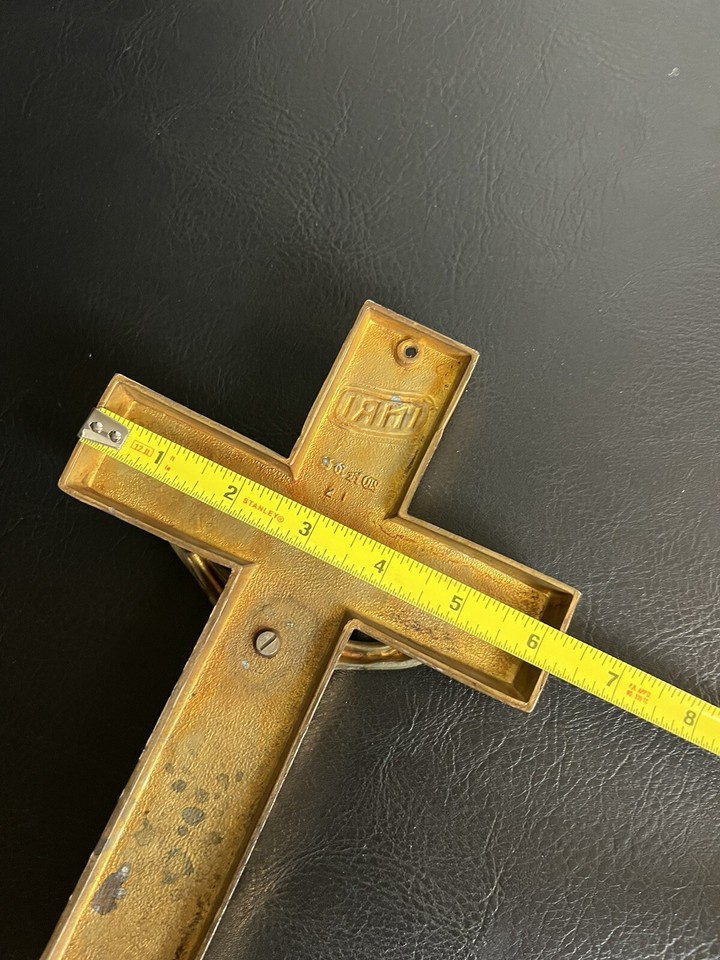 Vtg Catholic Crucifix Hanging Cross INRI Heavy Metal 12” Tall Bronze ...