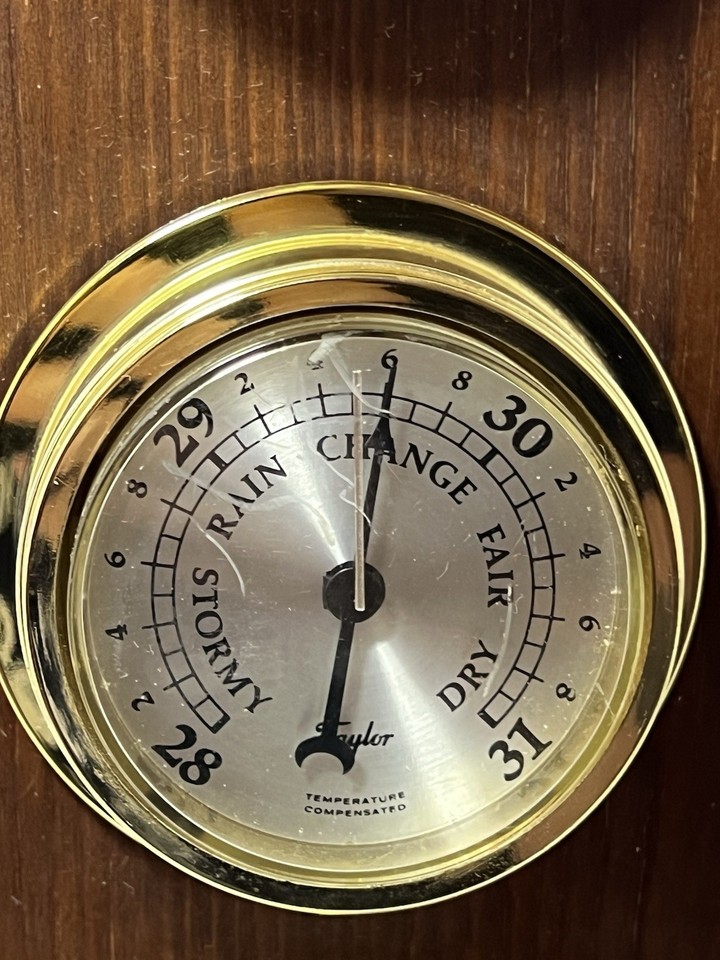 Vintage Taylor Barometer Thermometer Humidity Meter Gauge Wood Wall ...
