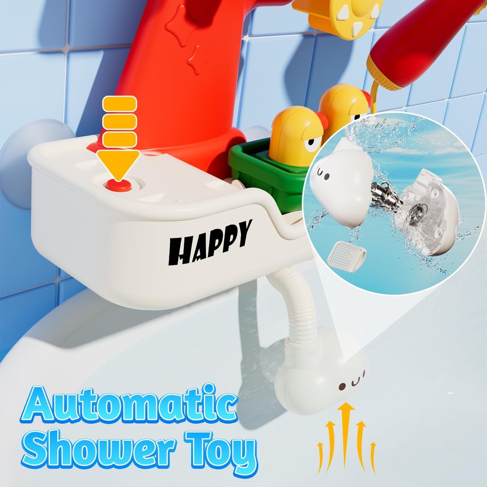 FlowFun Bath Toy Set: Electric Shower with 360° Rotate, Rocket Whistle ...