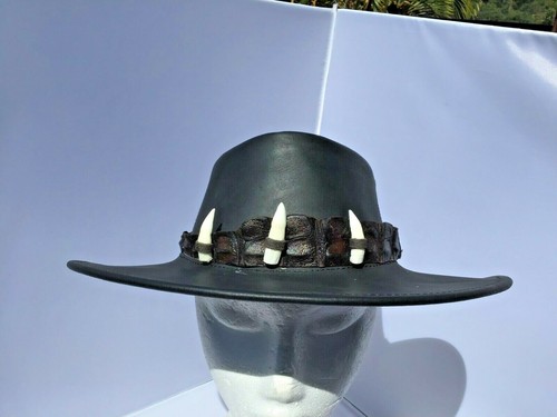 Genuine Crocodile Leather hat band 3 Teeth cowboy cowgirl Australian ...
