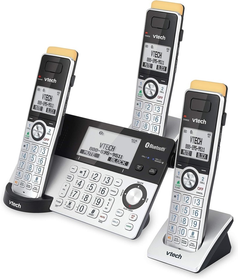 VTech Cordless Phone Answering Machine Bluetooth 3 Handset Super Long ...