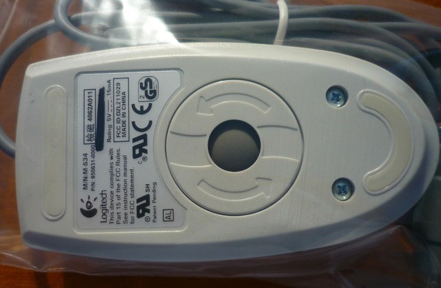 Logitech 850693-0001 2 Button Mouse M-s34 FCC ID Dzl211029 for sale ...