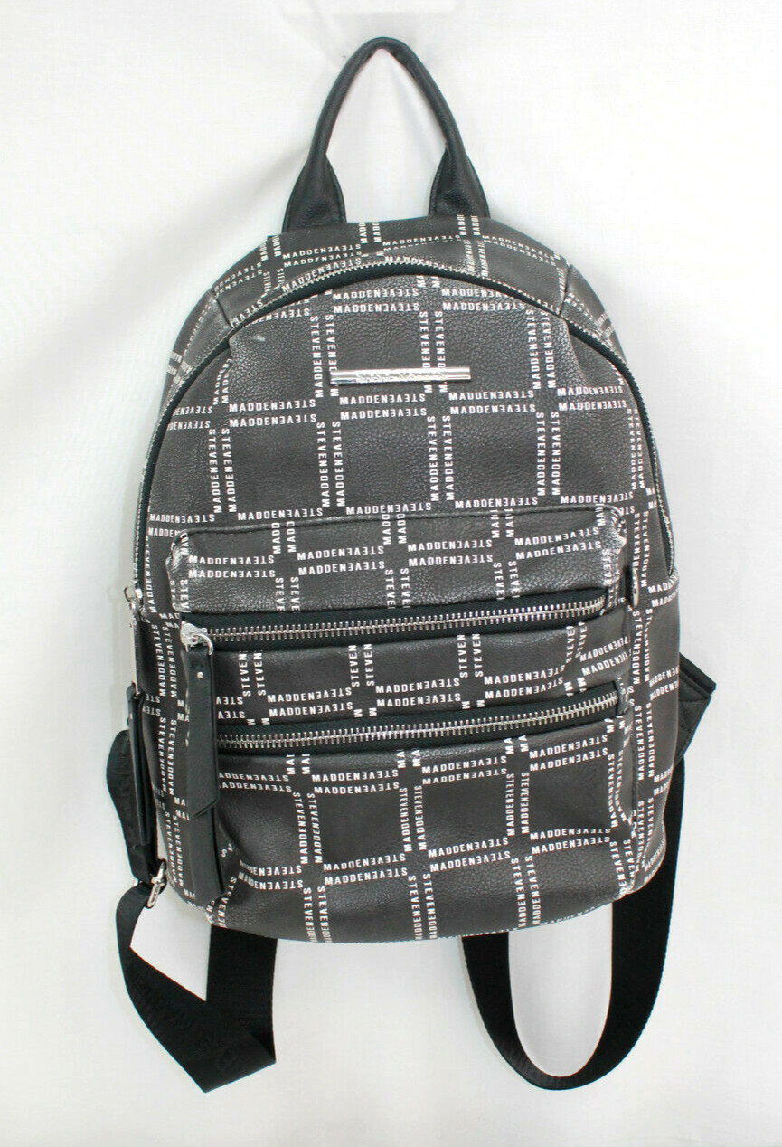 Steve Madden Backpack Purse Black White Logo Medium 1… - Gem