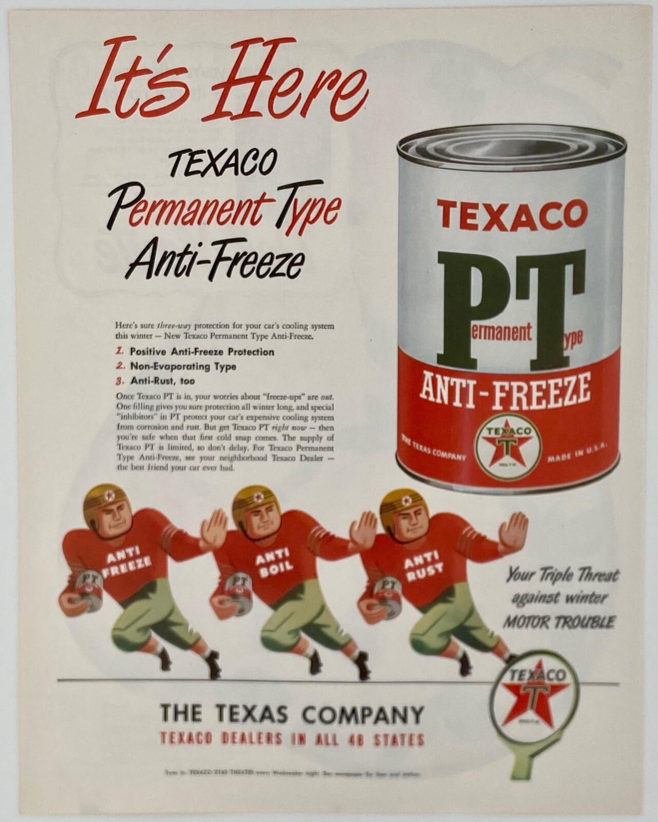 Original 1948 Texaco Ad: Anti Freeze Series, Permanent Type ...