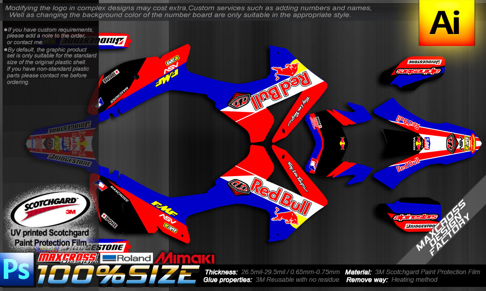 HONDA CRF250L CRF250M 2012-2020' MAXCROSS GRAPHICS KIT DECALS FULL ...