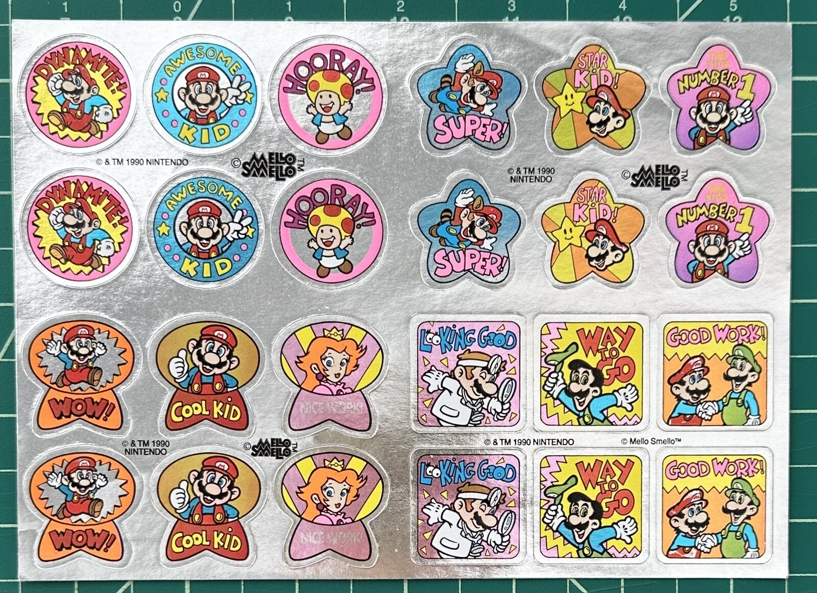 Vintage Mello Smello 1990 NINTENDO Super Mario Bros Foil Sticker Sheet ...