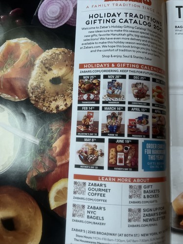 Zabar's Gourmet Food gift catalog Holiday 2021 | eBay