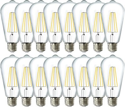 Sunco Lighting 16 Pack Vintage LED Edison Bulbs, 60W Equivalent 8.5W ...