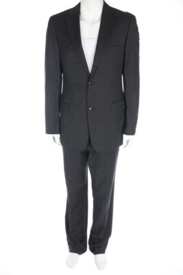 BOSS HUGO BOSS Anzug reine Schurwolle Karo kariert 98 = L anthrazit ...