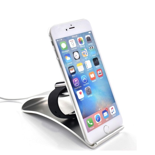TerraTec iTab Duo Silver Smartphone and Apple Watch Stand Aluminium for ...