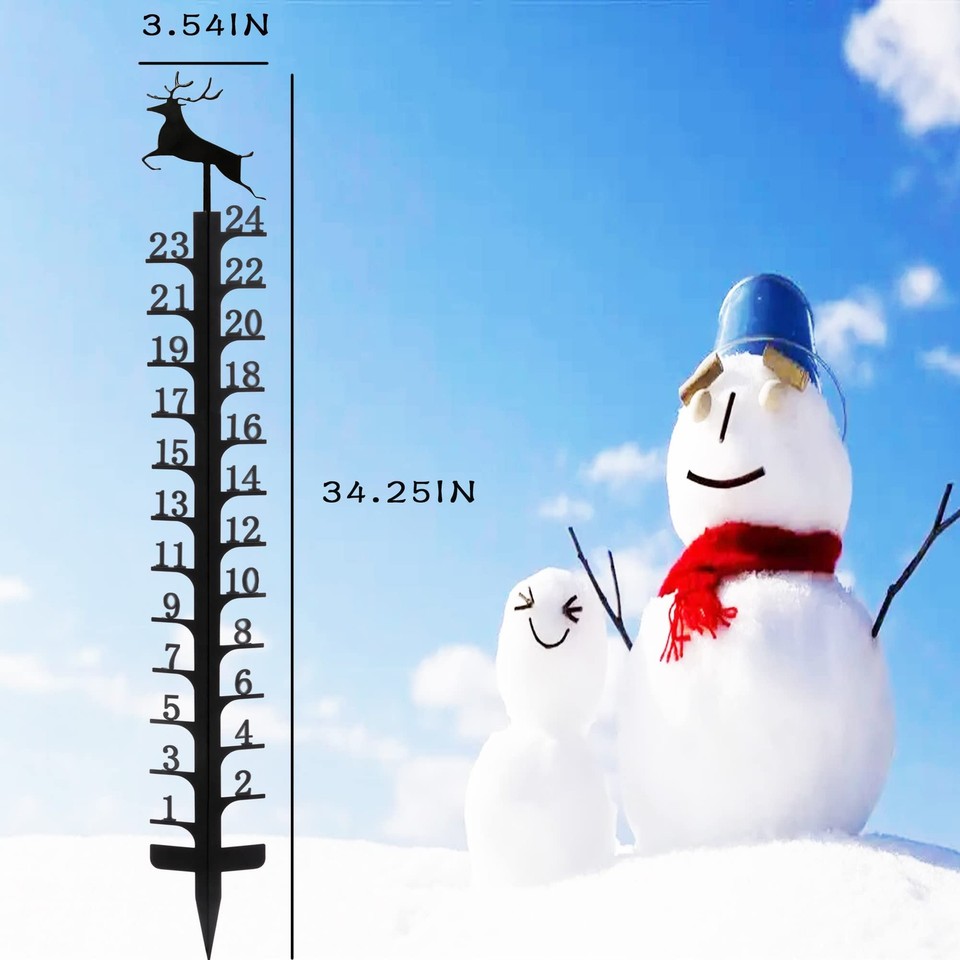 JMBay 24 Inch Iron Art Snow Gauge Outdoor, Elk Snow Measuring Stick ...