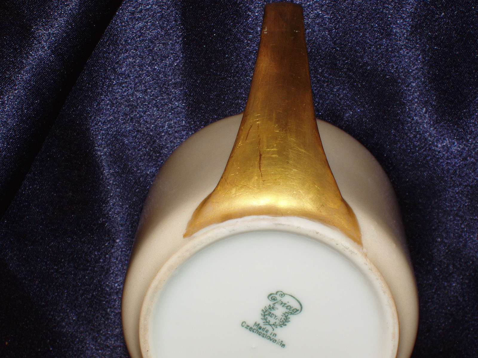 ROYAL EPIAG ART DECO 8Z CREAMER THICK GOLD TRIM BLUE BAND PINK PANEL ...