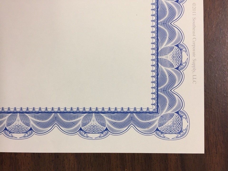 100 Blank Certificate Paper - Blue Border - Design Your Own Award ...