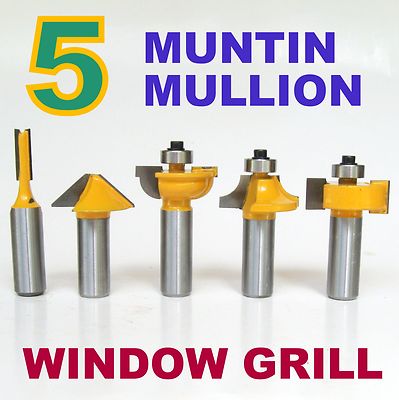 5pc 1/2 Shank Grill Glass Muntin Mullion Round Over Door Router Bit Set ...