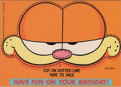 Garfield Cat Mask Cut Out Happy Birthday Fun Cartoon 1978 postcard KQ3 ...