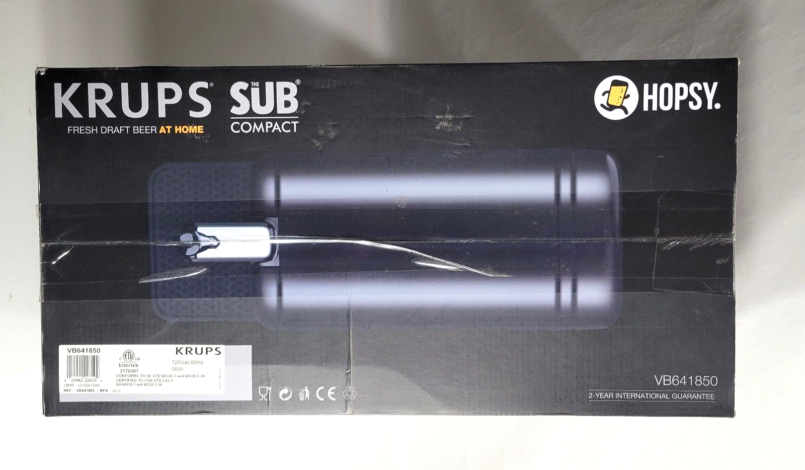 Krups Hopsy VB641850 Compact Counter Top Kegerator Torpedo Draft Beer ...