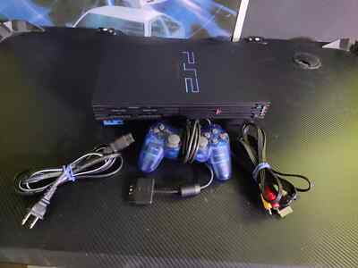 Sony PlayStation 2 Console PS2 + Blue DualShock 2 Controller & Cords ...