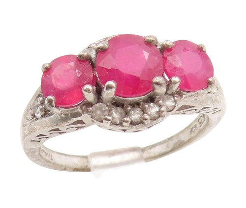 925 Sterling Silver Vintage Ring Ruby & Topaz Statement Band Sz 8 ...