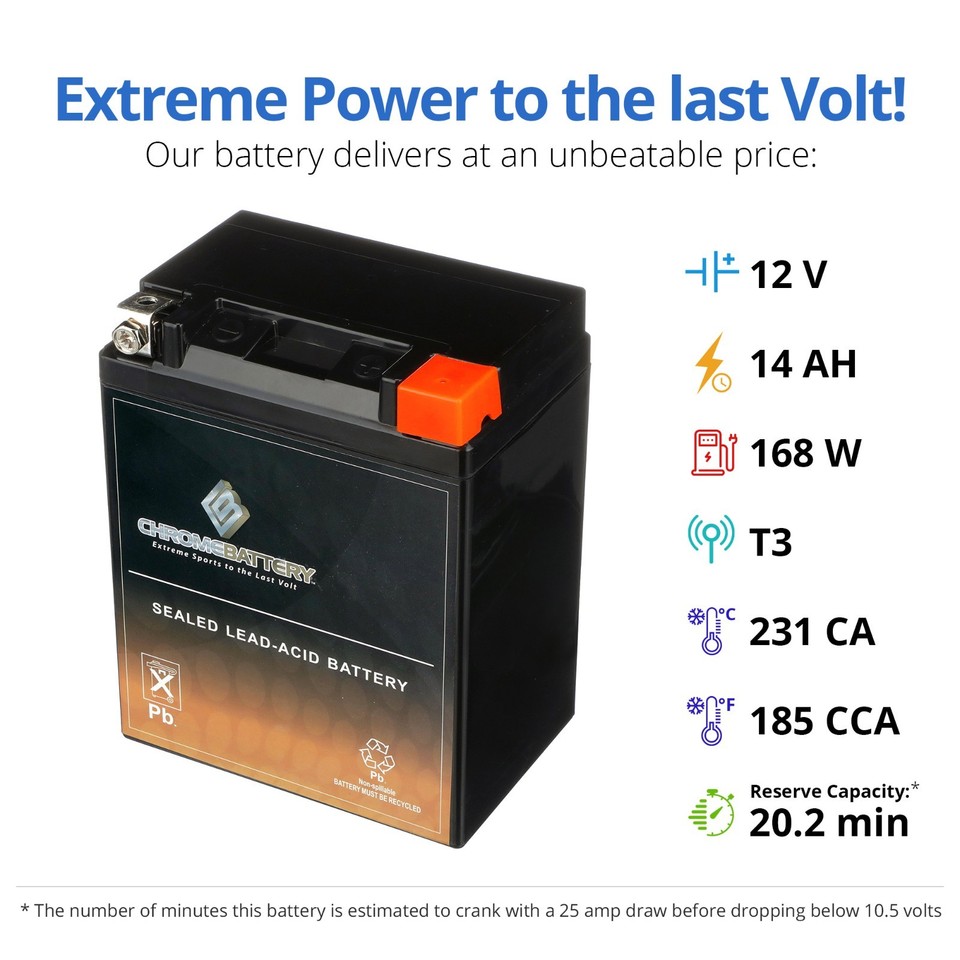 YTX14AHL-BS YB14L-A2 High Performance Rechargeable AGM Power Sports ATV ...