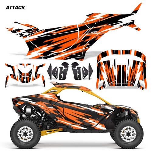 UTV Graphics Decals Stickers for Can-Am Maverick R 2DR 2024-25 ATTACK O ...
