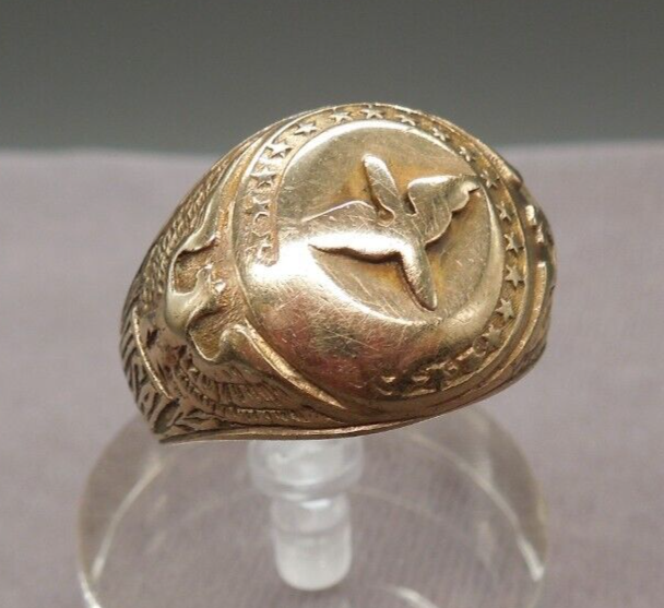 Early Rare R & S WWII Army Air Corps Pilot Ring USA 10k Yellow Gold ...