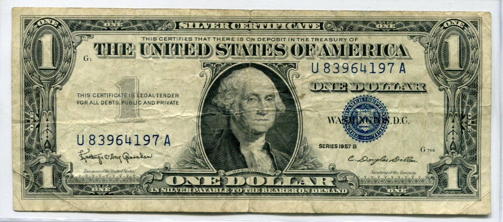 1957-B One Dollar Blue Seal Note Silver Certificate - U.S. Bill $1 | eBay