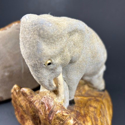 Vintage Chalkware Flocked Elephant Bookends | eBay