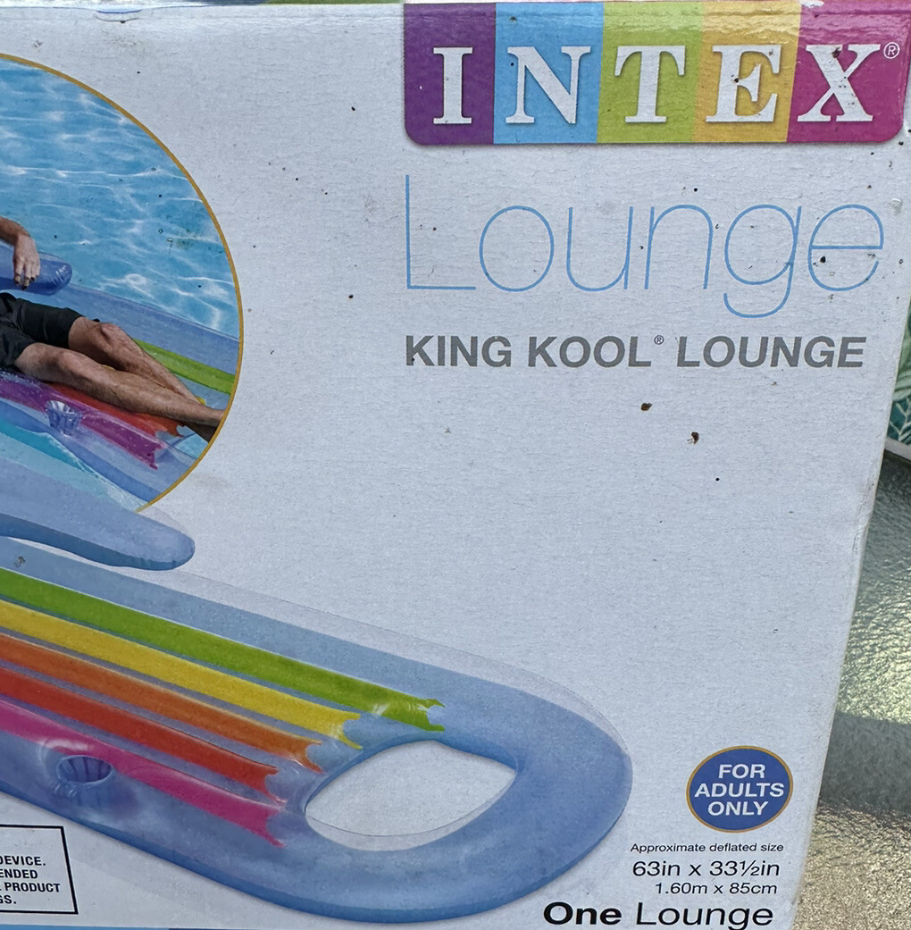 Intex King Kool Lounge Floating Swimming Pool Lounger with Headrest ...