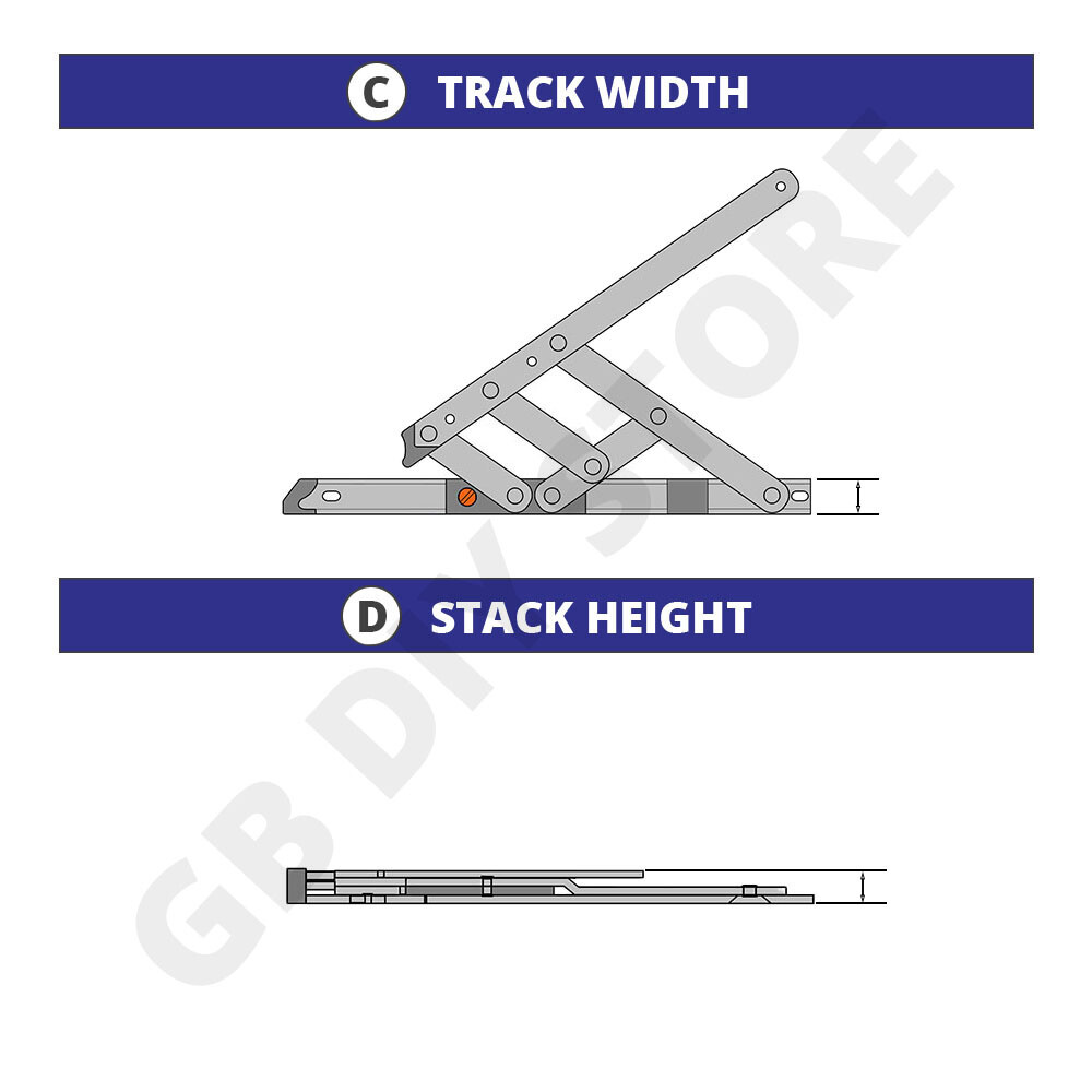 Slimline uPVC Window Hinge Friction Stay Narrow 15mm Track Pair ...