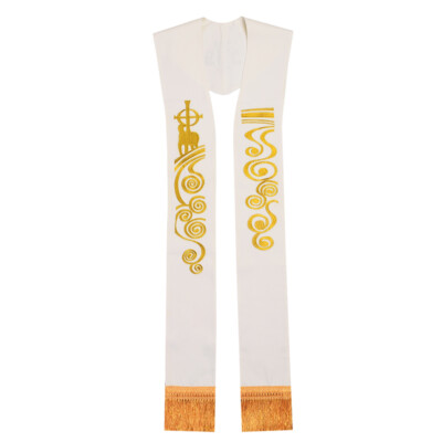 Blessume Clergy White Stole IHS Lamb of God Embroidery Church Priest ...