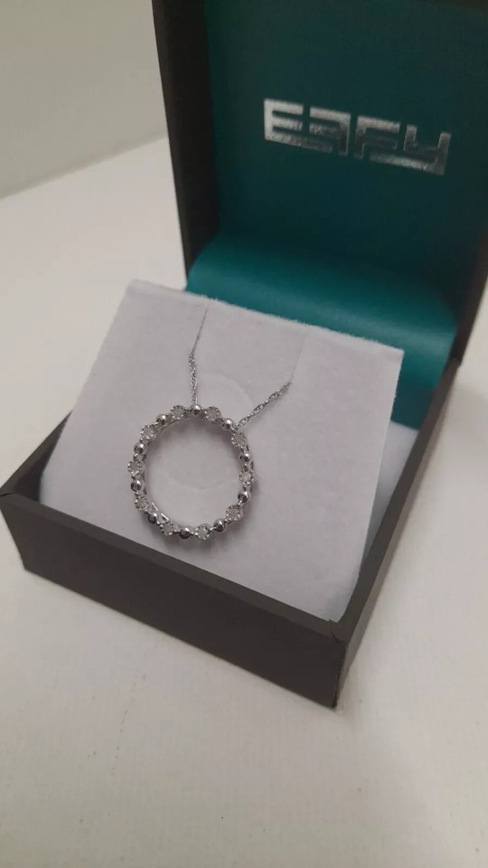 NEW IN BOX DESIGNER EFFY Diamond Circle Necklace 1/10 carat SS W/ EFFY ...
