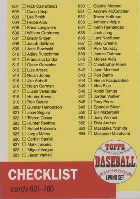 2023 Topps Living Set - Checklist #CL-07 601-701 for sale online | eBay