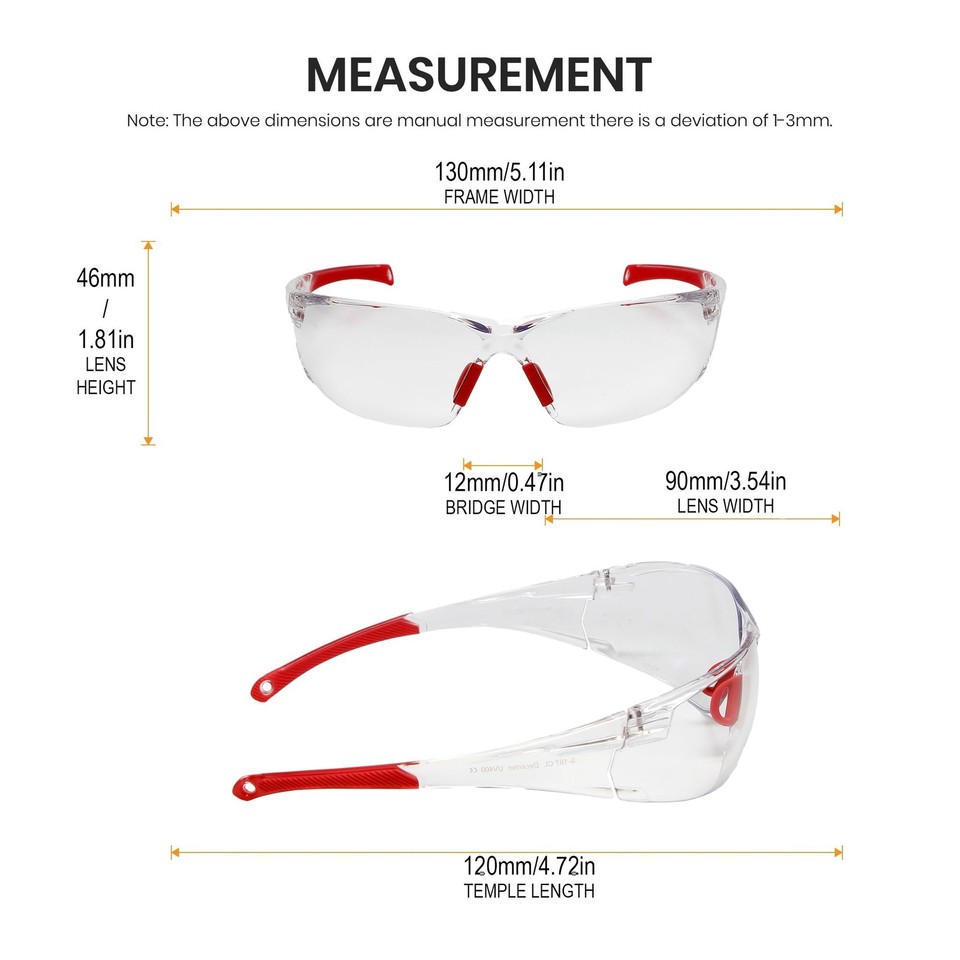 Calabria Side Out Clear Crystal Red Sport Safety Glasses for Pickleball ...