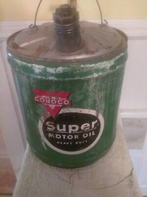 Vintage Rare Conoco Super Motor Oil 5 Gallon Can SAE ~ Wood Handle ...