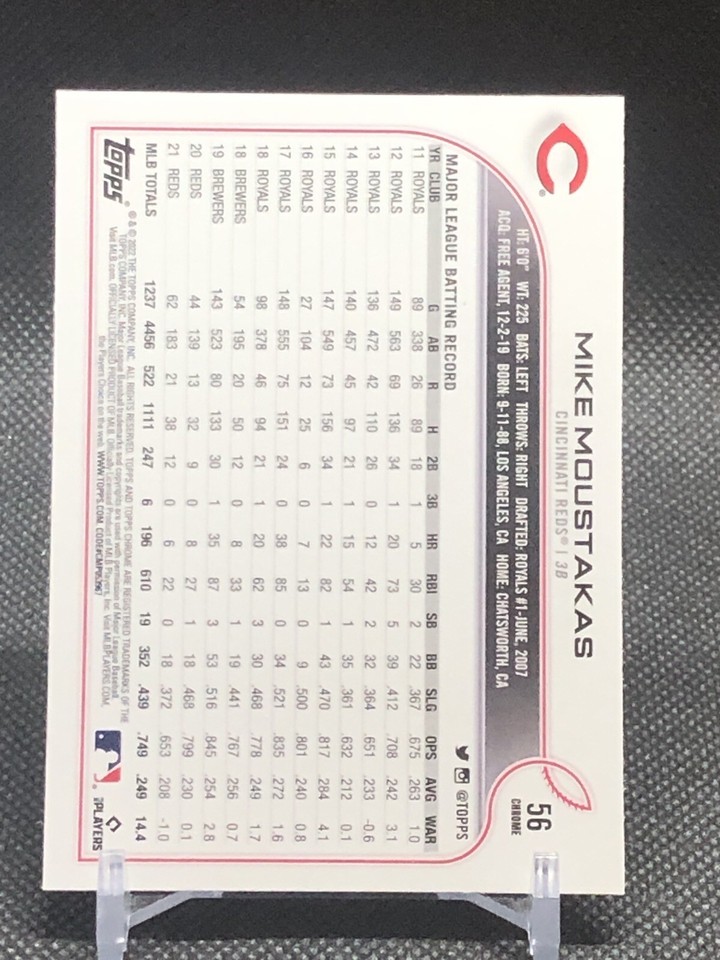 Mike Moustakas 2022 Topps Chrome Negative Refractor Cincinnati Reds #56 ...