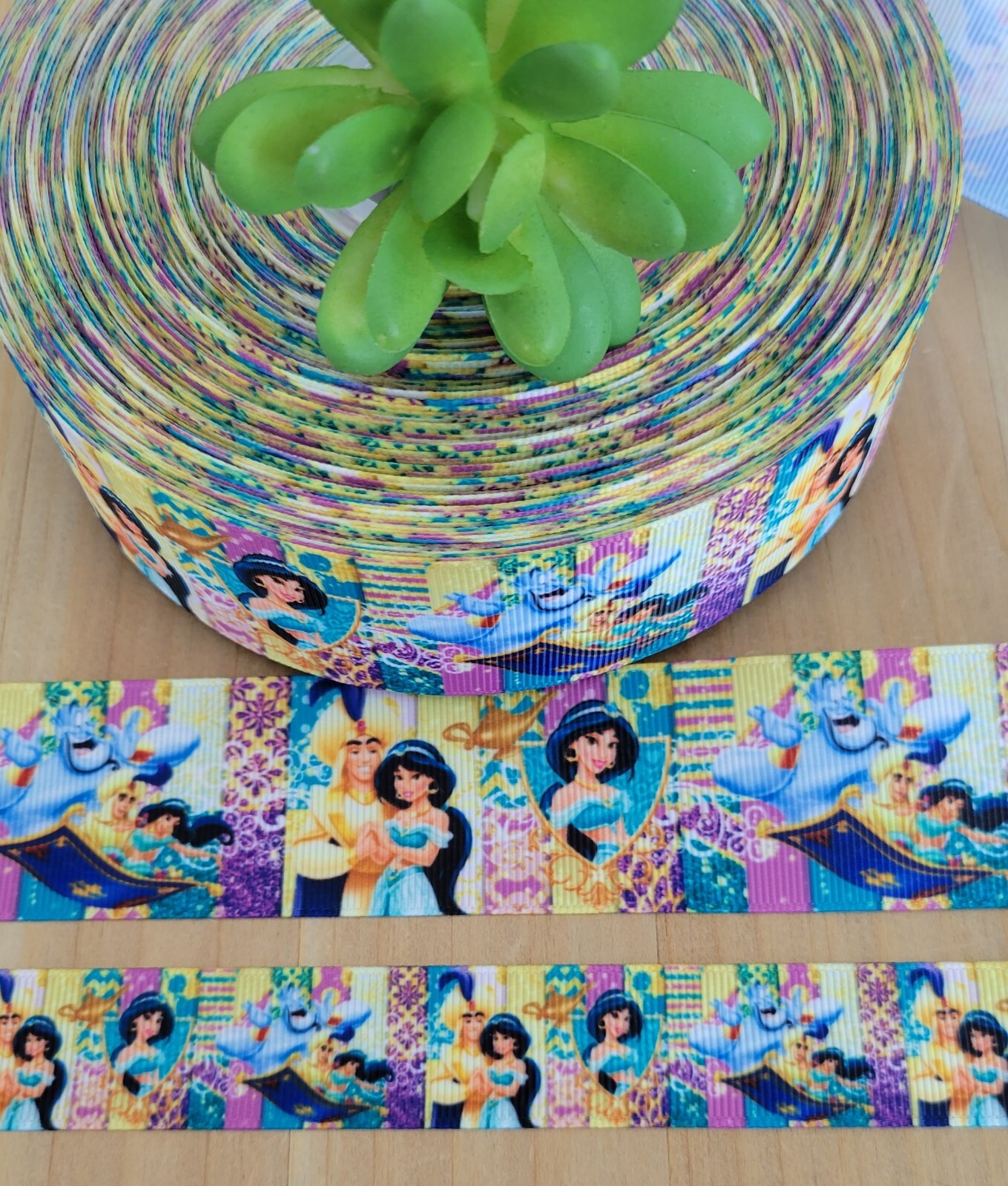 7/8 & 1.5 (1 YD) Aladdin Grosgrain Ribbon Princess Jasmine Magic Carpet ...