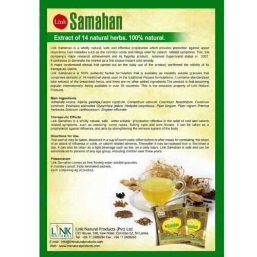 100 Packets SAMAHAN Ayurveda Herbal Tea Natural Drink for Cough & Cold ...